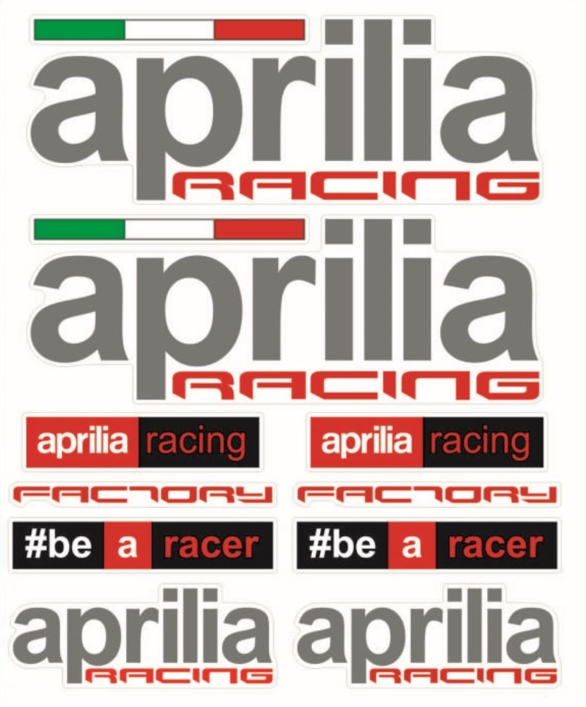 SERIE ADESIVI APRILIA RACING FACTORY KIT STICKERS DECALCO SCRITTE 12 ...